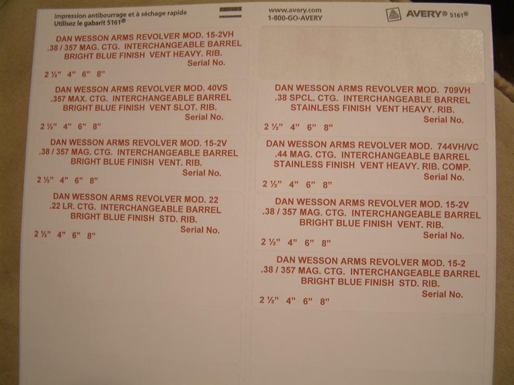 Replica Pistol Pac Case Labels General Discussion Forum Dan Wesson Forum